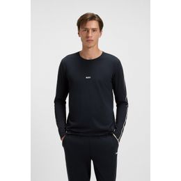 Longsleeve BOSS "Unique", Herren, Gr. XL, dunkelblau 403, Jersey, Obermaterial: 95% Baumwolle, 5% Elasthan, unifarben, regular fit, Rundhals, Shirts Longsleeve, bequemes Langarmshirt mit Kontrastnaht am &Auml;rmel