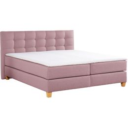Boxspringbett Home Affaire "Moulay", lila (flieder), B:214cm L:231cm, Komplettbetten, Boxspringbett, inkl. Topper, in &Uuml;berl&auml;nge 220 cm, 3 H&auml;rtegrade, auch in H4