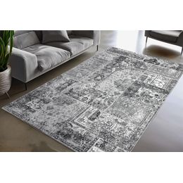 Teppich Obsession "Avantgarde 105", grau, B:230cm H:8mm L:330cm, Polyester, Teppiche, Teppich, modernes Patchwork Design, waschbar, In- und Outdoor, Balkon, Terrasse