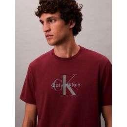 T-Shirt Calvin Klein Jeans "SS Hero Monologo Tee 20s", Herren, Gr. XL, rot (renaissance rot), Web, Obermaterial: 100% Baumwolle, unifarben, l&auml;ssig geschnitten normal, Rundhals, eingesetzt abgesteppte Kante, Shirts T-Shirt, Mit Rundhalsausschnitt, regular fit