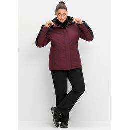 Outdoorjacke sheego, Damen, Gr. 54, rot (bordeaux, schwarz), 94% Polyester, 6% Elasthan, Wattierung:100% Polyester, gemustert, mehrfarbig, Jacken Outdoorjacke