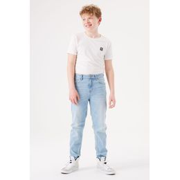 Dad-Jeans Garcia "Dalino", Jungen, Gr. 134, N-Gr, blau (bleached), Denim/Jeans, Obermaterial: 99% Baumwolle, 1% Elasthan, unifarben, lang, Jeans Dad-Jeans, for Boys, mit Destroyed Effekten