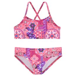Bustier-Bikini Buffalo "Shari Kids", Kinder, Gr. 146/152, N-Gr, pink (pink, bedruckt), Polyamid, Paisleymuster, Bikini-Sets Bustier-Bikini, mit verspieltem Print