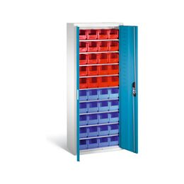 C+P Magazinschrank mit 40 Sichtlagerk&auml;sten, H1690xB700xT300mm Front Lichtblau Korpus Lichtgrau ; C + P M&ouml;belsysteme (133413-22|S10044)