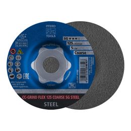 Pferd TOOLS CC-GRIND FLEX Schleifscheibe 125x22,23 mm COARSE Leistungslinie SG STEEL f&uuml;r Stahl (64188125)