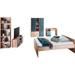 Jugendzimmer-Set Arthur Berndt "Alessio", braun (artisan oak nachbildung, anthrazit), ohne Matratze, B/H: 140cm x 200cm, Schlafzimmerm&ouml;bel-Sets, Jugendzimmer-Set, mit Melamin-Oberfl&auml;che