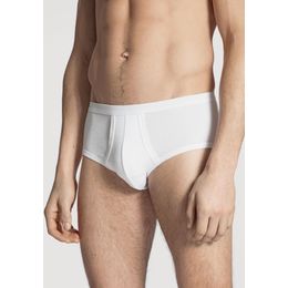 Midislip Calida "Twisted Cotton", Herren, Gr. M (50), wei&szlig;, Feinripp, Obermaterial: 100% Baumwolle, unifarben, normal, Unterhosen Midislip, mit Eingriff, Pure Cotton, Feinripp, weich