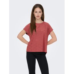 Kurzarmshirt Only "ONLSMILLA LIFE S/S TOP JRS NOOS", Damen, Gr. XS, spiced apple, Jersey, Obermaterial: 95% Polyester, 5% Elasthan, unifarben, regular fit normal, Rundhals, Shirts Kurzarmshirt, regular fit, modisch, Single Jersey, Materialmix, Rundhals