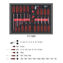 KS Tools SCS Schraubendreher-Satz, 29-teilig in 1/1 Systemeinlage (711.1029)