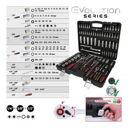 KS Tools 1/4" + 3/8" + 1/2" Steckschl&uuml;ssel-Satz, 179-teilig (917.0779)