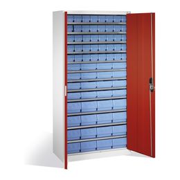 C+P Magazinschrank mit 72 Regalk&auml;sten, H1980xB1000xT420mm Front Rubinrot Korpus Lichtgrau ; C + P M&ouml;belsysteme (133144-28|S10034)