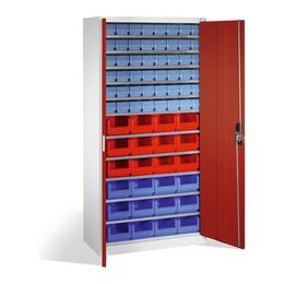 C+P Magazinschrank mit 72 Sichtlager- und Regalk&auml;sten, H1980xB1000xT420mm Front Rubinrot Korpus Lichtgrau ; C + P M&ouml;belsysteme (133144-29|S10032)