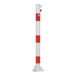Schake Absperrpfosten Typ 460UVB, umlegbar, f&uuml;r Vorhangschlo&szlig;, &Oslash; 60mm, wei&szlig; / rot)
