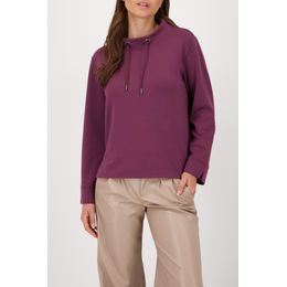 Sweatshirt monari "Sweatshirt Basic Sweat", Damen, Gr. 44, bordeaux, Sweatware, Obermaterial: 52% Modal, 42% Polyester, 6% Elasthan, unifarben, regular fit taillenbedeckt, Rundhals, eingesetzt angesetztes B&uuml;ndchen mit Schlitzen, Sweatshirts Sweatshirt, Regular fit mit Rundhalsausschnitt