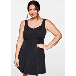 Badekleid sheego, Damen, Gr. 52, Cup D, schwarz, Elasthan, Polyamid, Badeanz&uuml;ge Badekleid
