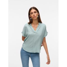 V&eacute;ro Moda Shirtbluse VERO MODA "VMBEAUTY SS TOP GA NOOS", Damen, Gr. M, gray mist, Web, Obermaterial: 100% Viskose, unifarben, normal, V-Ausschnitt, Blusen Shirtbluse, Viskose, regular fit