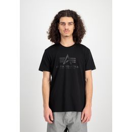 Rundhalsshirt Alpha Industries "Basic T Carbon", Herren, Gr. S, schwarz (schwarz, schwarz), Single Jersey, Obermaterial: 100% Baumwolle, bedruckt, regular fit normal, Rundhals, Shirts Rundhalsshirt