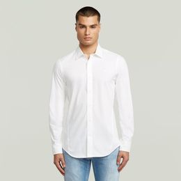 G-Star Raw Langarmhemd G-STAR "Uniform Slim Shirt ls", Herren, Gr. S, N-Gr, wei&szlig;, Web, Obermaterial: 69% Baumwolle, 31% Polyester, unifarben, slim fit, 2-Knopf-Manschette, Hemden Langarmhemd, mit gesticktem Logo