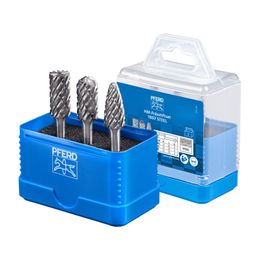 Pferd TOOLS Hartmetall Hochleistungsfr&auml;sstift Set 1807 STEEL 3-tlg. &Oslash; 12mm Schaft-&Oslash; 6 mm f&uuml;r Stahl (21901807)
