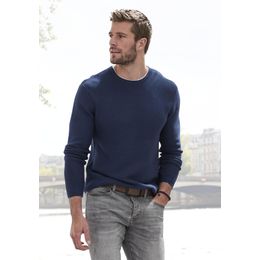 Strickpullover AUTHENTIC LE JOGGER, Herren, Gr. XL (56/58), blau (navy), Strick, Obermaterial: 100% Baumwolle, unifarben, regular fit normal, Rundhals, B&uuml;ndchen, Pullover Strickpullover, mit Double-Layer Optik, Pullover aus reiner Baumwolle