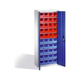 C+P Magazinschrank mit 40 Sichtlagerk&auml;sten, H1690xB700xT300mm Front Enzianblau Korpus Lichtgrau ; C + P M&ouml;belsysteme (133413-22|S10028)