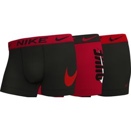 Trunk NIKE UNDERWEAR "TRUNK 3PK", Herren, Gr. L, 3 Stk., blk, uni rot, schwarz, uni rot split wb, Jersey, Obermaterial: 92% Polyester, 8% Elasthan, k&ouml;rpernah, Unterhosen Trunk, mit Logo-Elastikbund