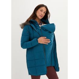 Umstandsjacke bonprix "3-in-1 warm wattierte Umstands- und Tragejacke", Damen, Gr. 52, blau (blaupetrol), Steppware, Obermaterial: 100% Polyester. Futter: 100% Polyester. &Auml;rmelfutter: 100% Polyester, ausgestellt ca. Mitte Oberschenkel, mit innenliegendem Gummizug, Jacken Umstandsjacke, 3-in-1 Tragefunktion f&uuml;r Schwangerschaft und Babytragen