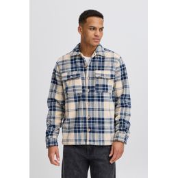 Langarmhemd Blend "BHBAKI Shirt", Herren, Gr. L, N-Gr, blau (marineblaus), Web, Obermaterial: 100% Polyester, kariert, regular fit normal, Rippb&uuml;ndchen, Hemden Langarmhemd