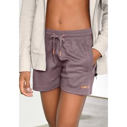 Relaxshorts BENCH. LOUNGEWEAR, Damen, Gr. 36/38, N-Gr, lila (mauve, meliert), Sweatware, Obermaterial: 60% Baumwolle, 40% Polyester, meliert, unifarben, Basic, Basic kurz, Hosen Relaxshorts, Sweathose mit kurzen Seitenschlitzen und seitliche Taschen, Loungewear, Topseller