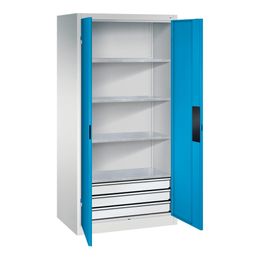 C+P Schwerlastschrank mit Schubladen Acurado, 1950x930x600mm, 7035/5012 ; C + P M&ouml;belsysteme (8922-523|S10148)