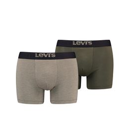 Levi's Boxershorts LEVI'S "LEVIS MEN MEL WB BOXER BRIEF ORG CO 2P", Herren, Gr. XL, gr&uuml;n, Obermaterial: 95% Baumwolle, 5% Elasthan, k&ouml;rpernah, Unterhosen Boxershorts, mit breitem Logobund