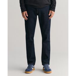 Slim-fit-Jeans Gant "SLIM Gant JEANS", Herren, Gr. 32, L&auml;nge 34, blau (dunkelblau), Denim/Jeans, Obermaterial: 97% Baumwolle, 2% Polyester, 1% Elasthan, slim fit, Jeans Slim-fit-Jeans