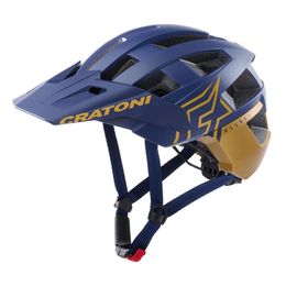 Fahrradhelm Cratoni "MTB-Helm AllSet Pro blau/gold matt" Gr. L, blau (blau, gold matt), Helme, L, 100% Erzeugnis unbest Zusammensetzg EuZ., Fahrradhelm
