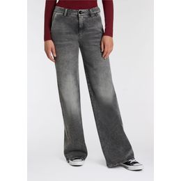 High-waist-Jeans Herrlicher "Lovely Flared Denim Black", Damen, Gr. 31, N-Gr, titanium, Denim/Jeans, Obermaterial: 98% Baumwolle, 2% Elasthan, bootcut fit lang, Jeans High-waist-Jeans, im Flared Fit