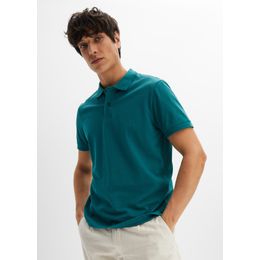 Poloshirt bonprix "Piqu&eacute;-Poloshirt aus reiner Baumwolle", Herren, Gr. 52/54 (L), blau (petrol), Piqu&eacute;, Obermaterial: 100% Baumwolle, unifarben, regular fit h&uuml;ftbedeckend, Rundhals, Rippb&uuml;ndchen, Shirts Poloshirt, Regular Fit, Kurzarm, aus hautfreundlicher Baumwolle