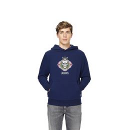 Jack & Jones Kapuzensweatshirt JACK & JONES JUNIOR "JORSKULL NATURE SWEAT HOOD SN JNR", Jungen, Gr. 152, blau (ocean cavern), angeraute Sweatware, Obermaterial: 60% Baumwolle, 40% Polyester, bedruckt, regular fit, Rippb&uuml;ndchen, Sweatshirts Kapuzensweatshirt