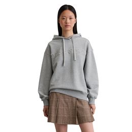 Marc O'Polo Hoodie MARC O'POLO, Damen, Gr. XL, grau granite melange, Sweatware, Obermaterial: 100% Baumwolle, relaxed fit, Rippb&uuml;ndchen, Sweatshirts Hoodie, relaxed fit aus reinem Organic Cotton