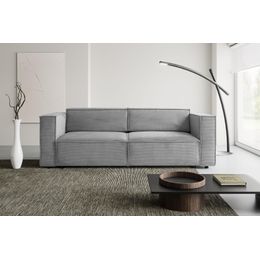 Schlafsofa WERK2 "Kansas Breite 252 cm, mit extragro&szlig;er Liegefl&auml;che 202x152 cm", grau, B:252cm H:76cm T:99cm, 90% Polyester, 10% Nylon, Sofas, Schlafsofa, Pflegeleichte Bez&uuml;ge: aktuellen Cord- oder weichem Strukturstoff