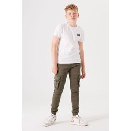 Cargohose Garcia, Jungen, Gr. 170, N-Gr, gr&uuml;n (deep army), Web, Obermaterial: 80% Baumwolle, 18% Polyester, 2% Elasthan, unifarben, regular fit kn&ouml;chellang, Hosen Cargohose, mit Cargo Taschen, for Boys