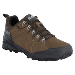 Wanderschuh Jack Wolfskin "REFUGIO TEXAPORE LOW M", Herren, Gr. 41, braun (braun, phantom), Leder, Textil, Schuhe Wanderschuh, wasserdicht, Trekkingschuh