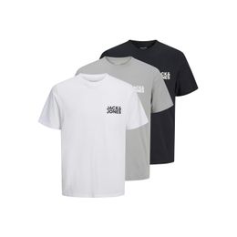 Jack & Jones Rundhalsshirt JACK & JONES "JJECORP LOGO TEE SS O-NECK 3PK MP NOOS", Herren, Gr. M, ultimate grau pack:ultimate grau (small logo), wei&szlig; (small logo), schwarz (small logo), Jersey, Obermaterial: 100% Baumwolle, bedruckt, slim fit normal, Rundhals, Shirts Rundhalsshirt
