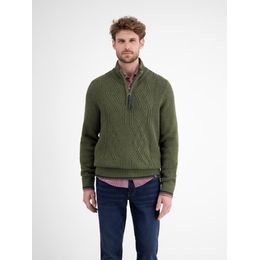Troyer Lerros, Herren, Gr. XL, nordic olive, Strick, Obermaterial: 60% Baumwolle, 40% Polyacryl, Zopfmuster, regular fit normal, ohne Ausschnitt, Rippb&uuml;ndchen, Pullover Troyer, mit Zopfmuster