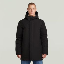 G-Star Raw Parka G-STAR "Clean Vodan Padded Hooded", Herren, Gr. S, dk schwarz, Web, Obermaterial: 54% Elastomultiester, 46% Polyester, unifarben, regular fit Po-bedeckend, Jacken Parka, mit Kapuze, Regular Fit