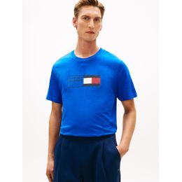 T-Shirt Tommy Hilfiger "BRAND LOVE TEXT BOX", Herren, Gr. M, regal blau, Single Jersey, Obermaterial: 100% Baumwolle, normal normal, Rundhals, Shirts T-Shirt, regular fit, gerippter Rundhals