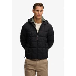 Steppjacke Superdry "HOOD BOX QUILT FUJI LITE JKT", Herren, Gr. S, schwarz, Web, Obermaterial: 100% Nylon, unifarben, regular fit normal, Jacken Steppjacke