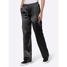 Cargohose Heine, Damen, Gr. 46, Normalgr&ouml;&szlig;en, schwarz, 97% Polyester, 3% Elasthan, unifarben, Hosen Cargohose