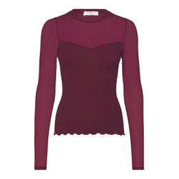 Langarmshirt rosemunde "Bernadine Shirt", Damen, Gr. S, lila (beere), Strick, Obermaterial: 100% Baumwolle, unifarben, figurbetont h&uuml;ftlang, Rundhals, Shirts Langarmshirt, Spitzeneinsatz an Brust und &Auml;rmeln, feminin, bequem, reine Baumwolle