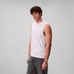 Tanktop Calvin Klein Jeans "JERSEY BADGE MUSCLE TANK", Herren, Gr. XL, hellwei&szlig;, Jersey, Obermaterial: 100% Baumwolle, unifarben, regular fit normal, Rundhals, Tops Tanktop, Regular fit mit Rundhalsausschnitt