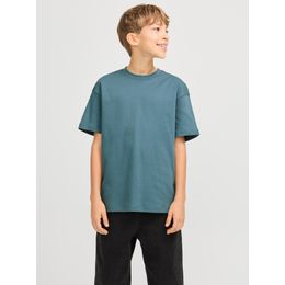 Jack & Jones Rundhalsshirt JACK & JONES JUNIOR "JJEURBAN bequem, pflegeleicht, modisch", Jungen, Gr. 140, blau (oceanview), Single Jersey, Obermaterial: 100% Baumwolle, unifarben, loose fit normal, Rundhals, gerader Abschluss, Shirts Rundhalsshirt, unifarben, modisch, loose fit, Jersey, Rundhals