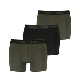 Boxershorts Puma "Puma MEN EVERYDAY BASIC BOXERS 3P", Herren, Gr. M, gr&uuml;n (forest), Single Jersey, Obermaterial: 95% Baumwolle, 5% Elasthan, k&ouml;rpernah, Unterhosen Boxershorts, Komfortabler elastischer Logobund